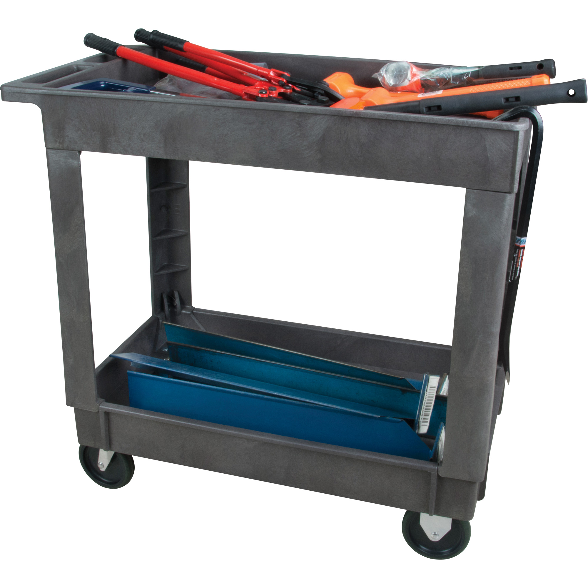 Kleton Utility Service Cart, 2 Tiers, 17-1/2" x 32-1/2" x 34-1/2", 500 ...